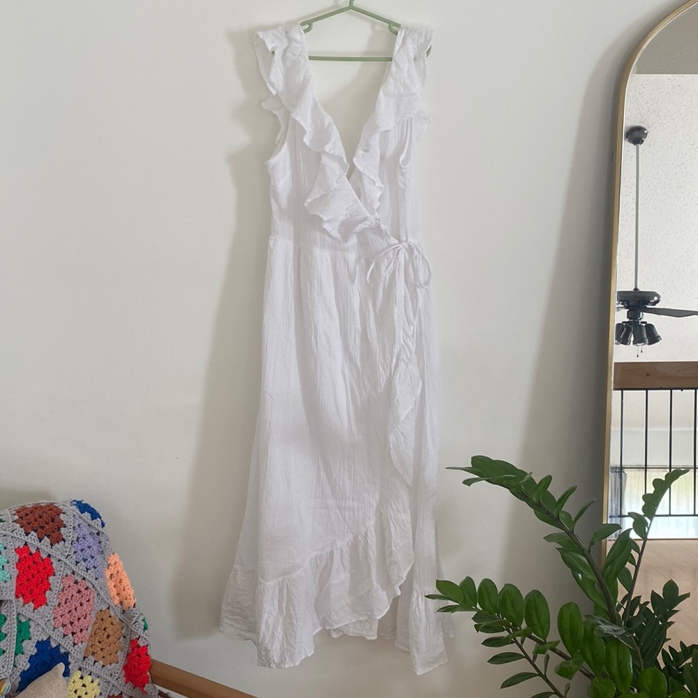 White Cotton Wrap Dress - Gem
